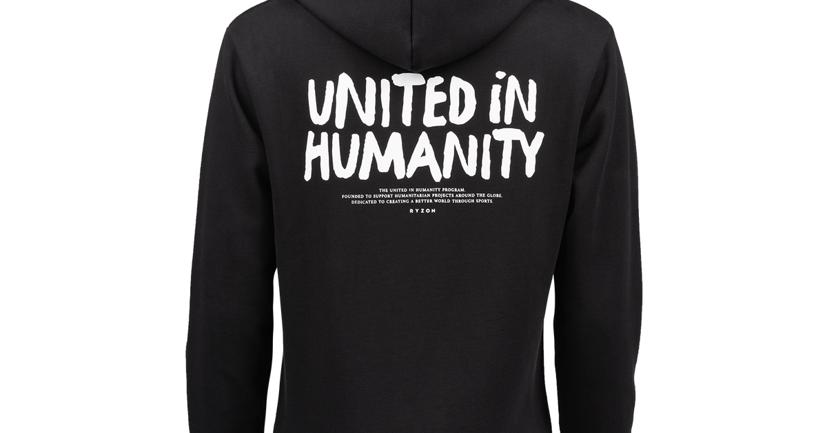 Rhythm Unisex Hooded Sweater with pocket "United in Humanity" - RYZON